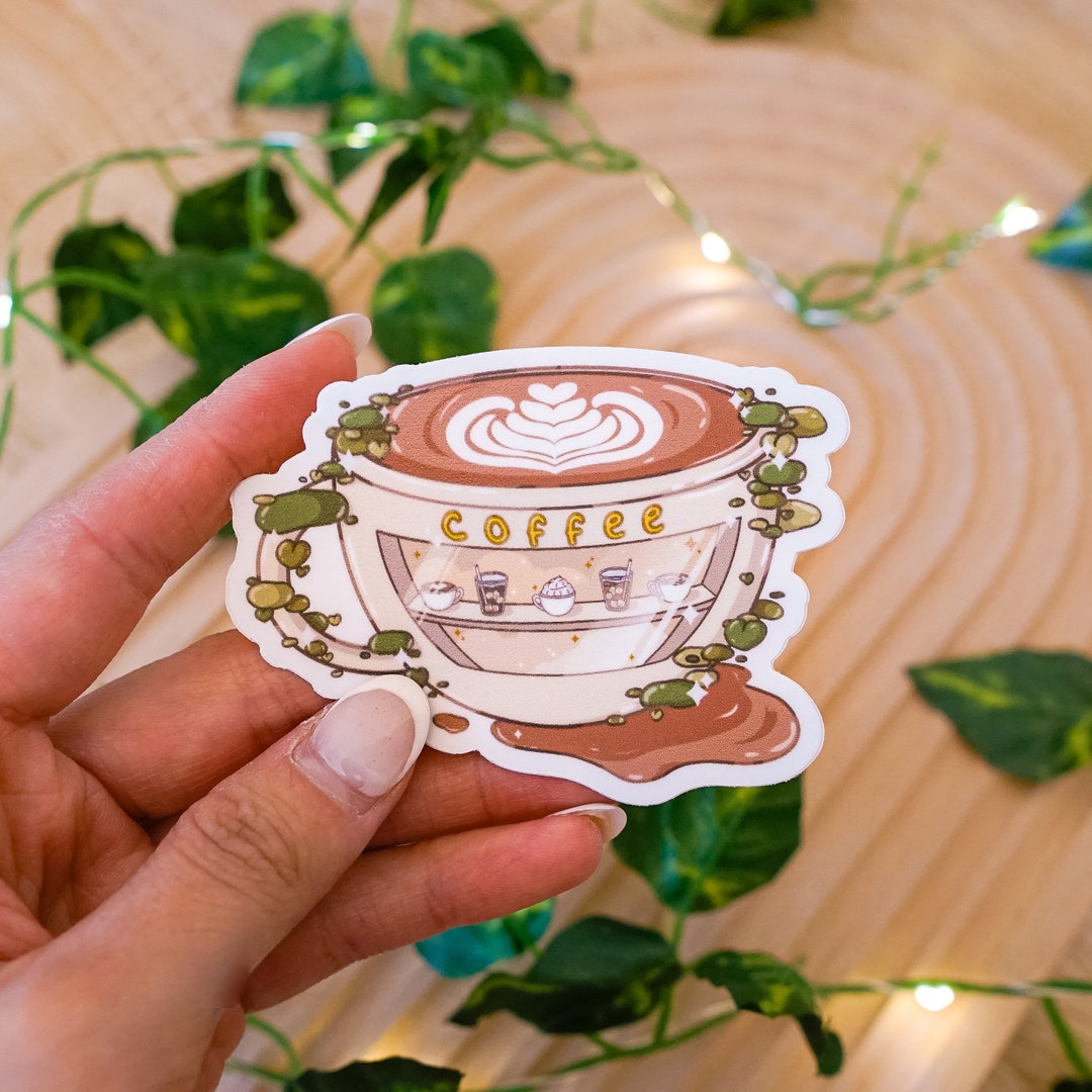 Cute Coffee Shop Sticker | Cute Coffee Sticker | Coffee Sticker ...