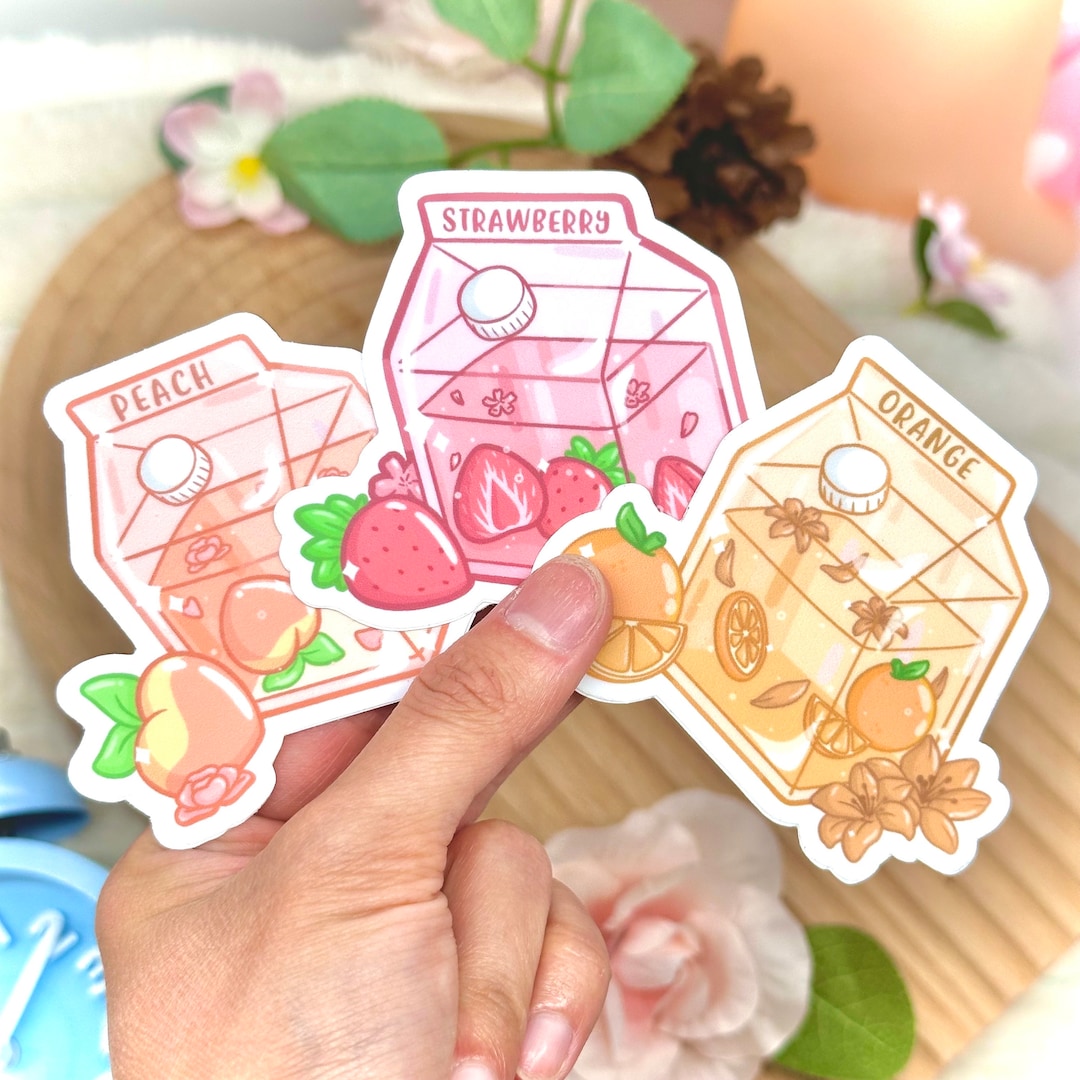 Fruit Milk Stickers | Strawberry Milk | Peach Milk | Orange Milk | Cute ...