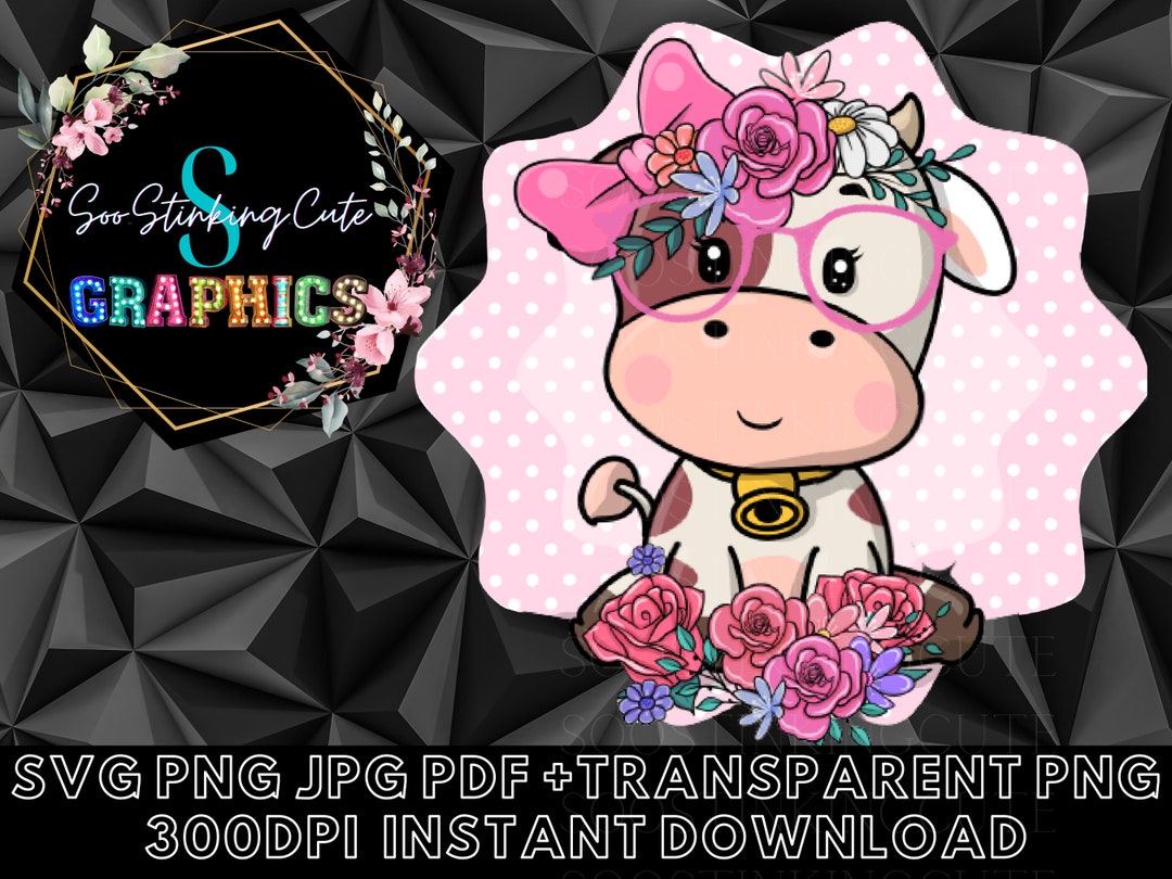 Cow With Glasses Png Digital Download|cow With Glasses Svg|cute Cow ...