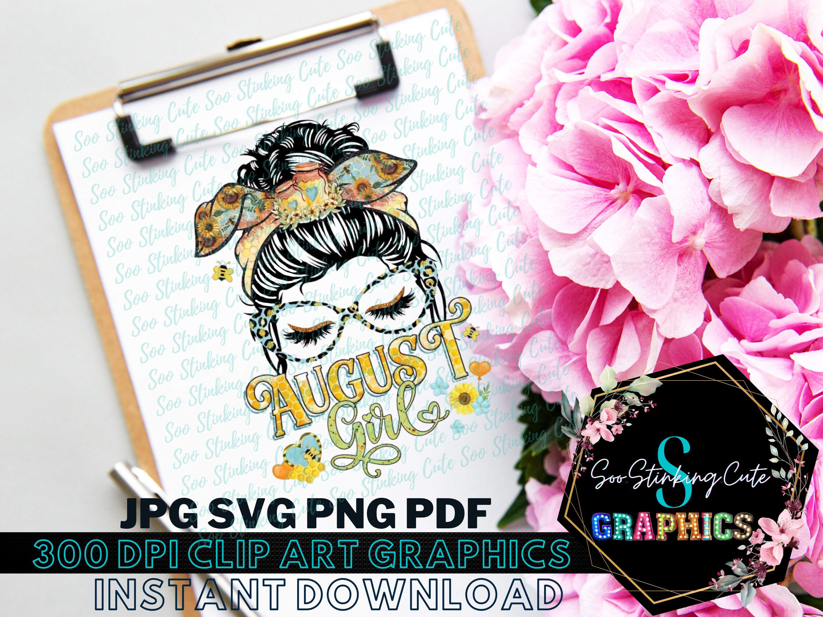 August Girl Messy Bun Glasses Digital Download|jpg PNG SVG Instant ...