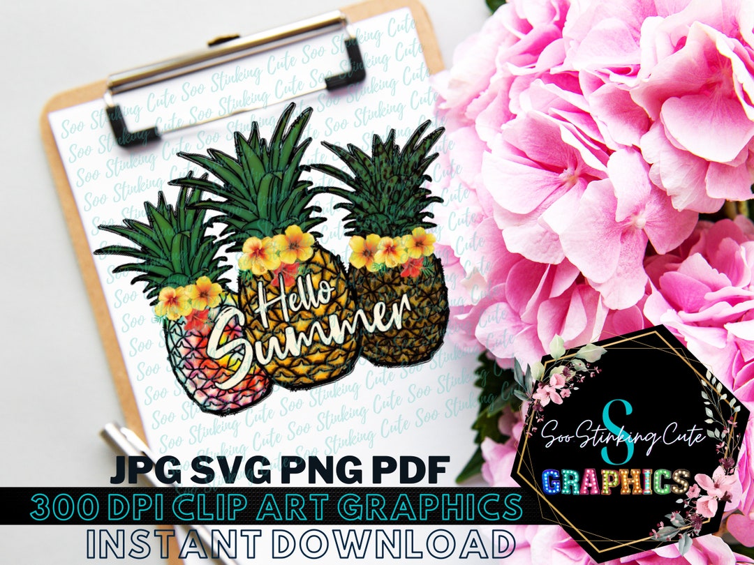 Happy Summer Pineapples Digital Download|jpg PNG SVG Instant Download ...