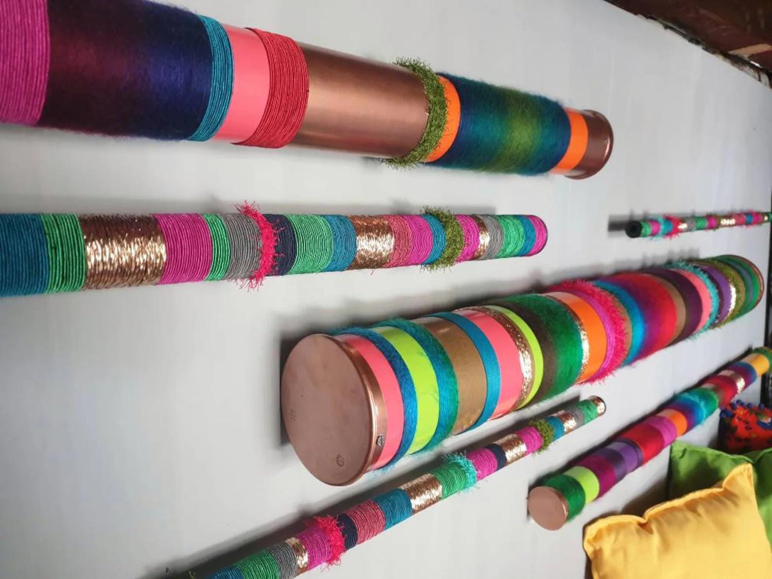 Colorful Rope Wall Art Tailoring Art Sewing Themed Wrapped Art Textile ...