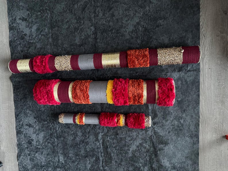 Red Rope Modern Wall Art, Fiber Roll Wall Hanging, Colorful Textile ...