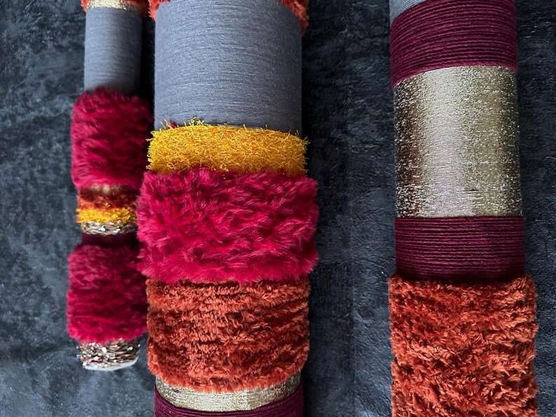 Red Rope Modern Wall Art, Fiber Roll Wall Hanging, Colorful Textile ...