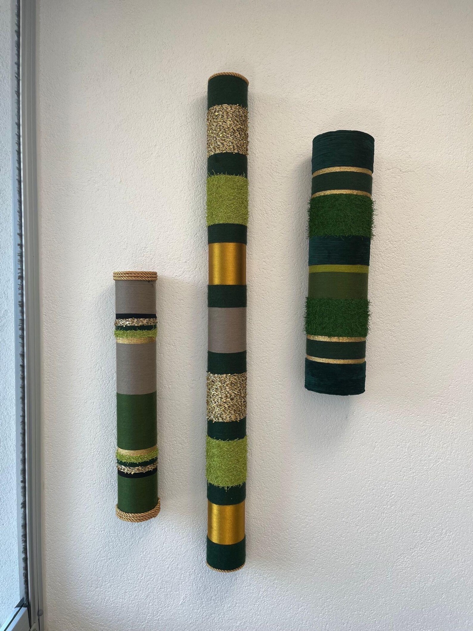 Green Rope Wall Art Tailoring Art Sewing Themed Wrapped Art Textile ...