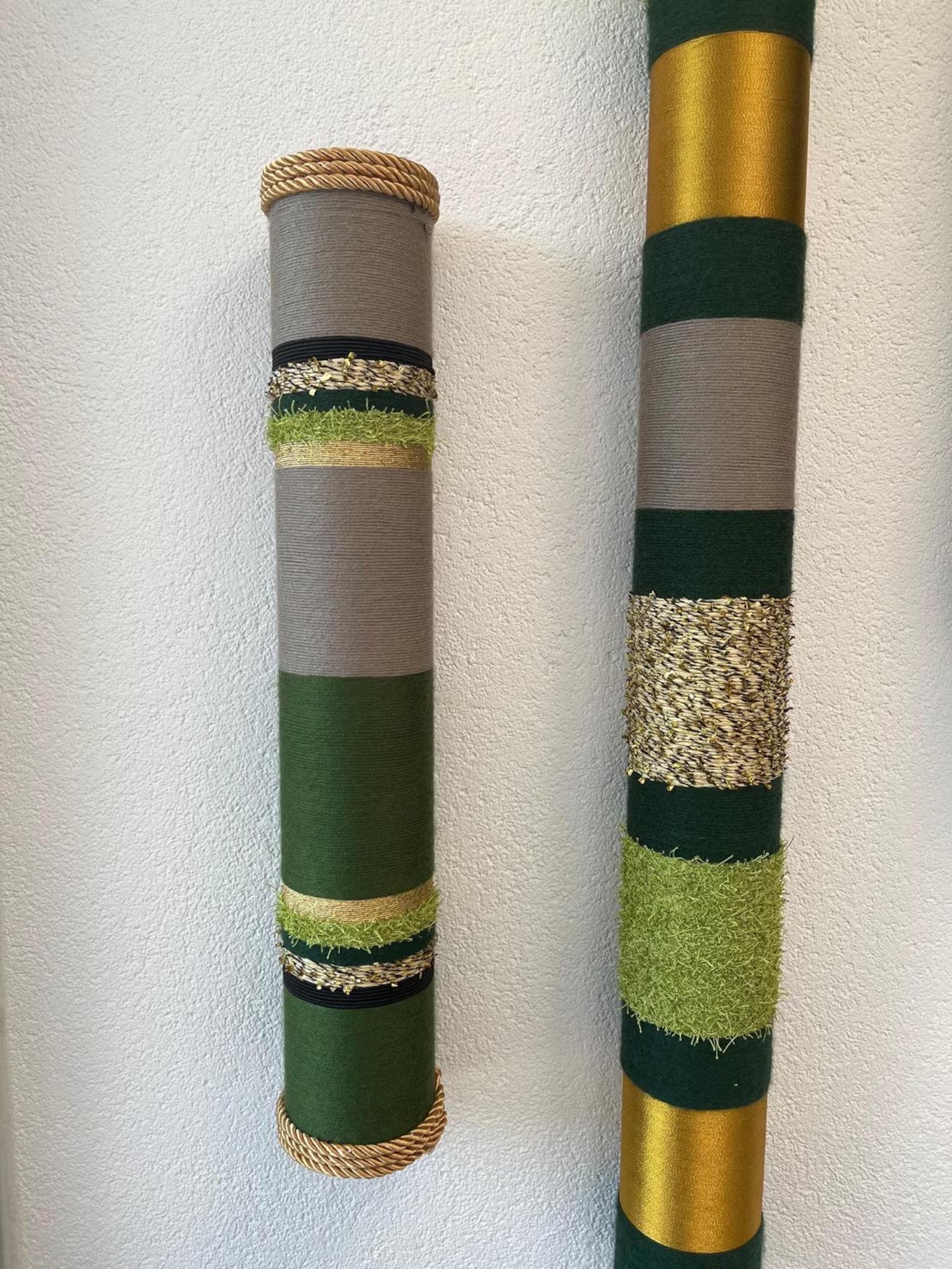 Green Rope Wall Art Tailoring Art Sewing Themed Wrapped Art Textile ...