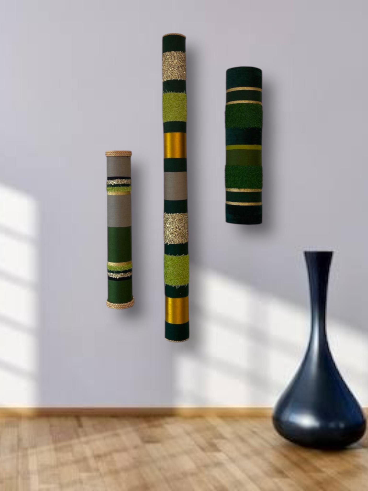 Green Rope Wall Art Tailoring Art Sewing Themed Wrapped Art Textile ...