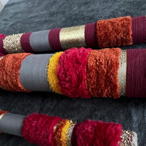 Red Rope Modern Wall Art, Fiber Roll Wall Hanging, Colorful Textile ...