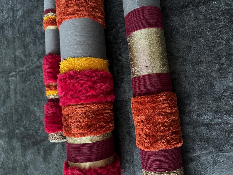 Red Rope Modern Wall Art, Fiber Roll Wall Hanging, Colorful Textile ...