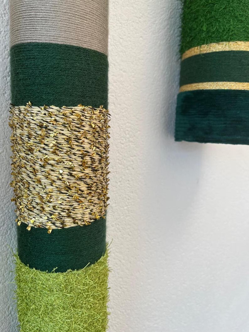 Green Rope Wall Art Tailoring Art Sewing Themed Wrapped Art Textile ...