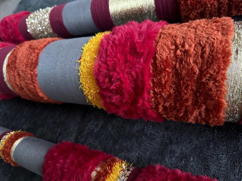 Red Rope Modern Wall Art, Fiber Roll Wall Hanging, Colorful Textile ...