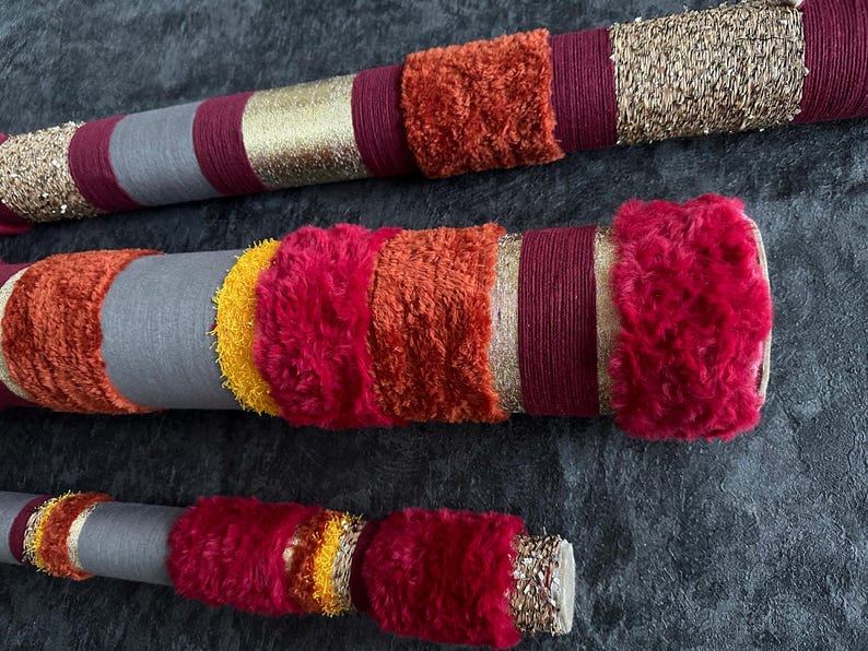 Red Rope Modern Wall Art, Fiber Roll Wall Hanging, Colorful Textile ...