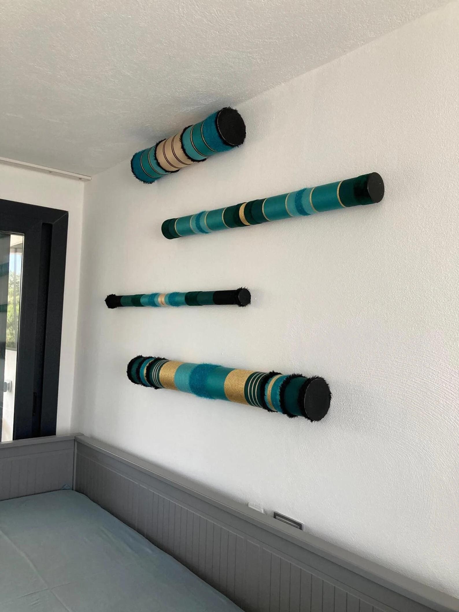 Blue Rope Wall Art Tailoring Art Sewing Themed Wrapped Art Textile ...