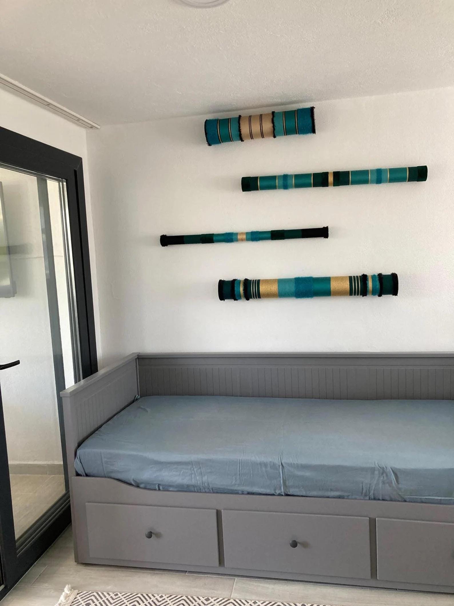 Blue Rope Wall Art Tailoring Art Sewing Themed Wrapped Art Textile ...