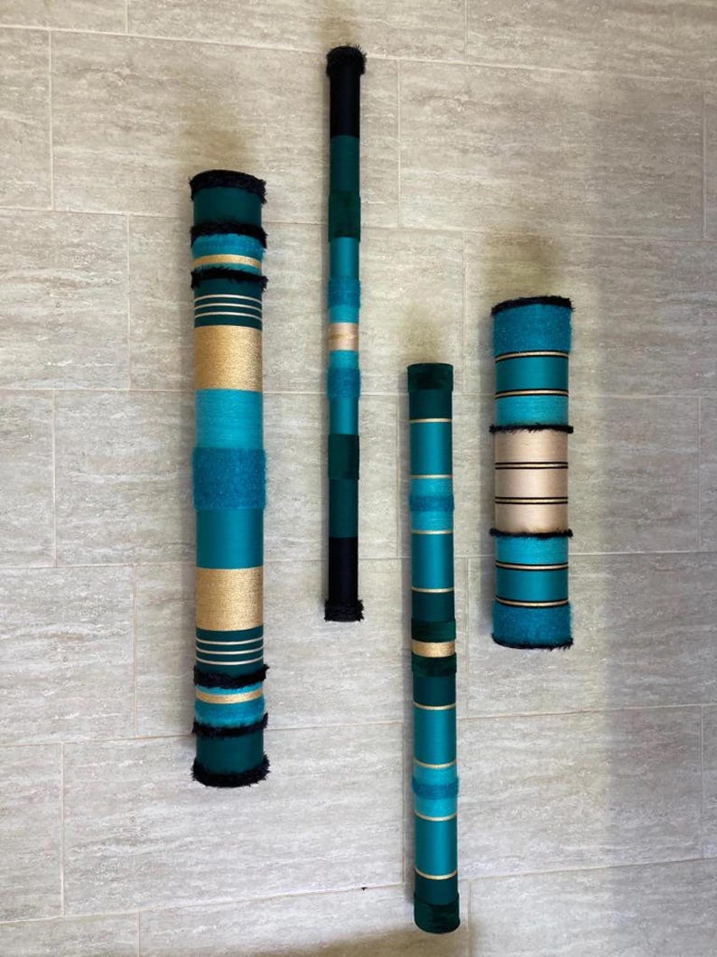 Blue Rope Wall Art Tailoring Art Sewing Themed Wrapped Art Textile ...