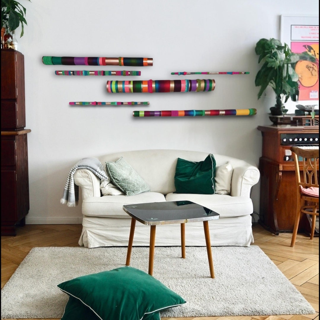 Colorful Rope Wall Art Tailoring Art Sewing Themed Wrapped Art Textile ...