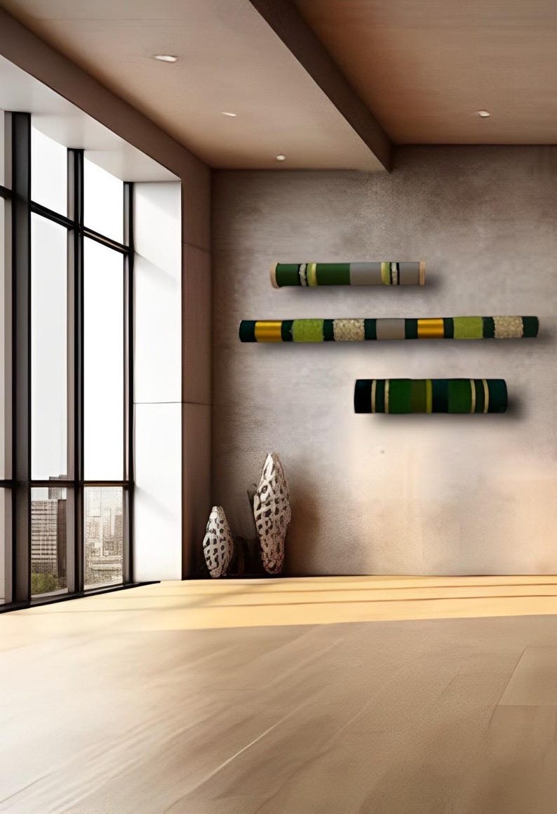 Green Rope Wall Art Tailoring Art Sewing Themed Wrapped Art Textile ...