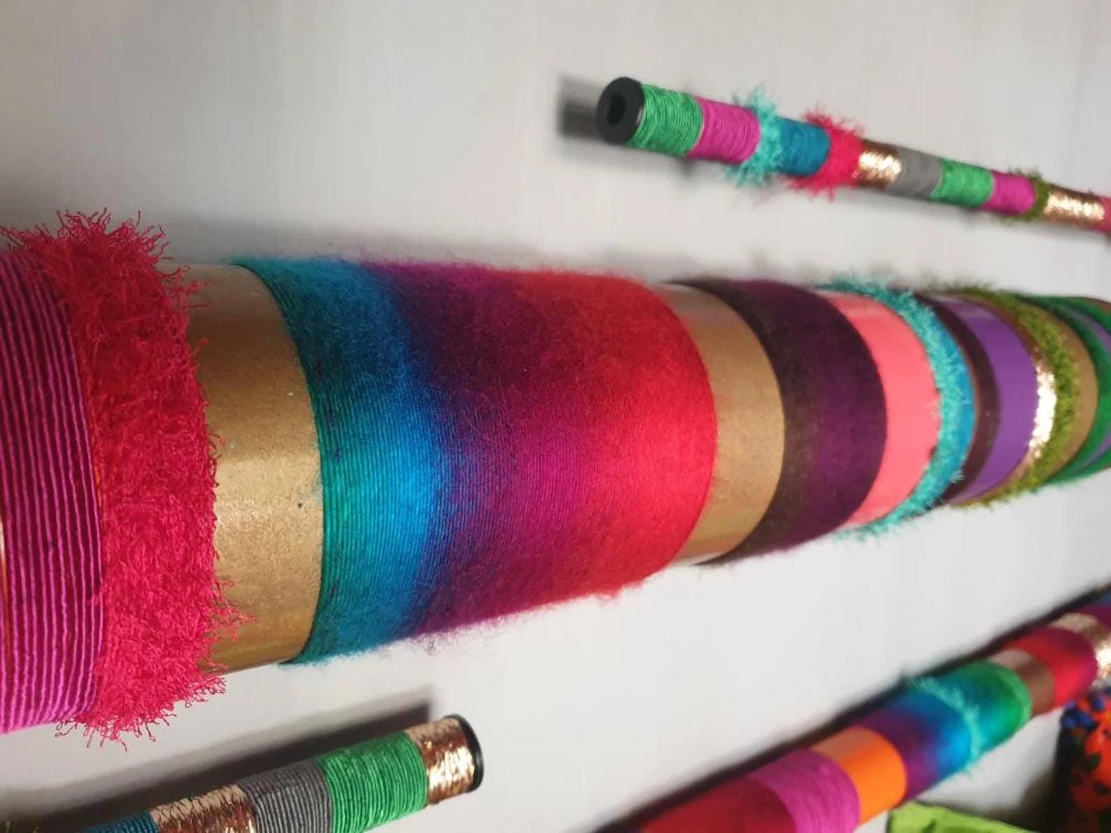 Colorful Rope Wall Art Tailoring Art Sewing Themed Wrapped Art Textile ...