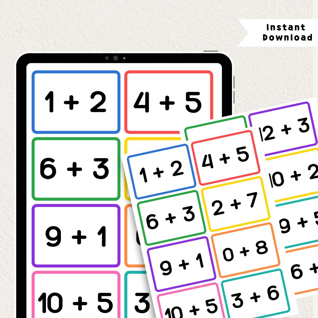 Printable Addition Flash Cards | Sums 0–20 With Answer Cards | Prek ...