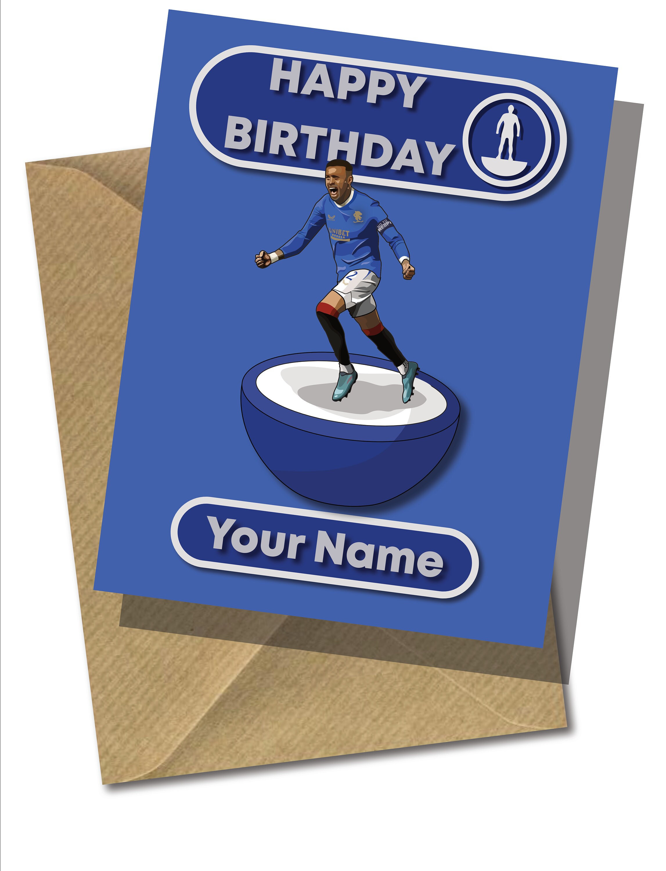 Rangers Birthday Card, Personalised Birthday Card, James Tavenier ...