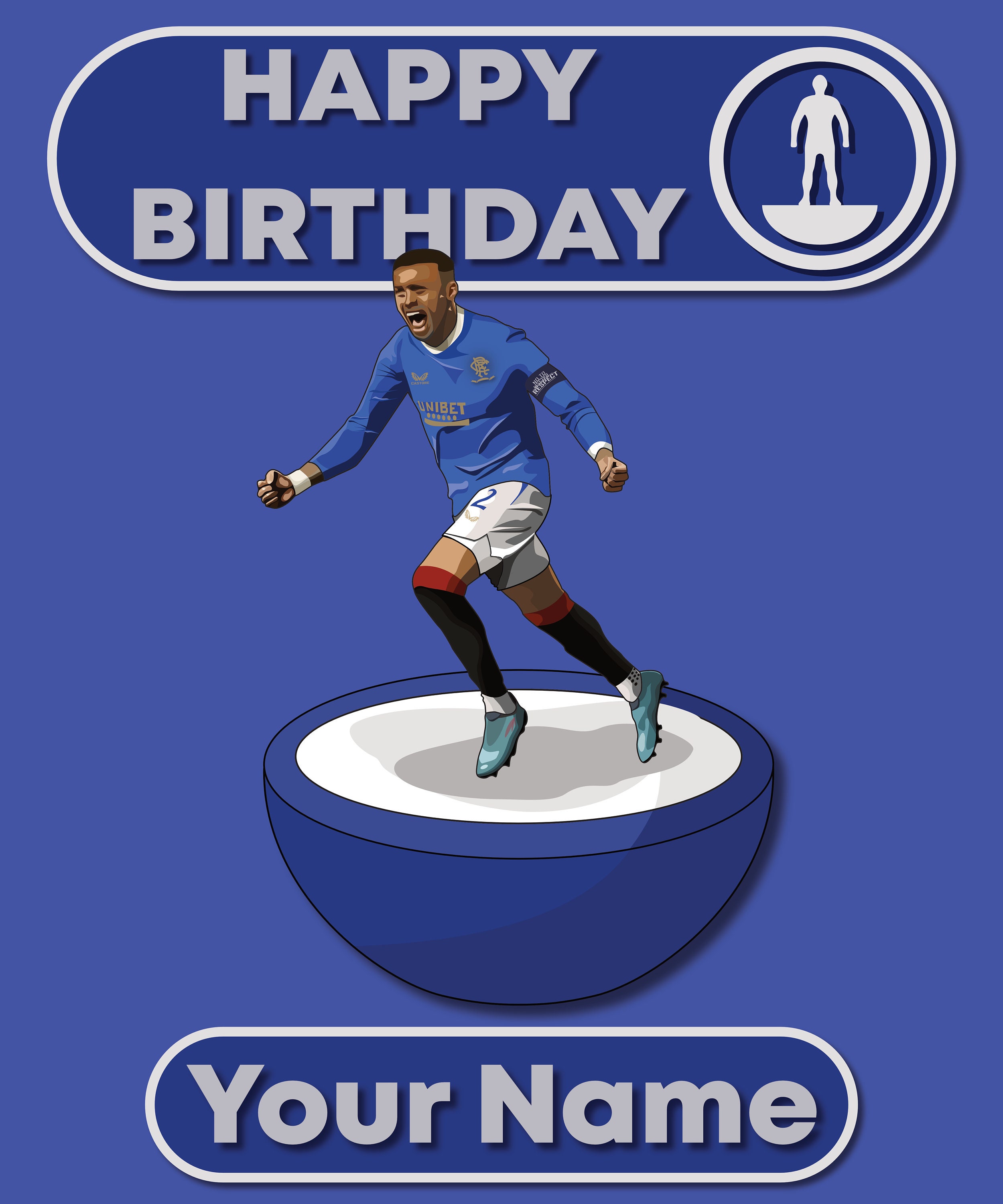 Rangers Birthday Card, Personalised Birthday Card, James Tavenier ...