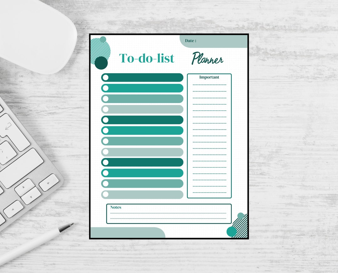 Modern to Do List Teal Template Printable PDF File - Etsy