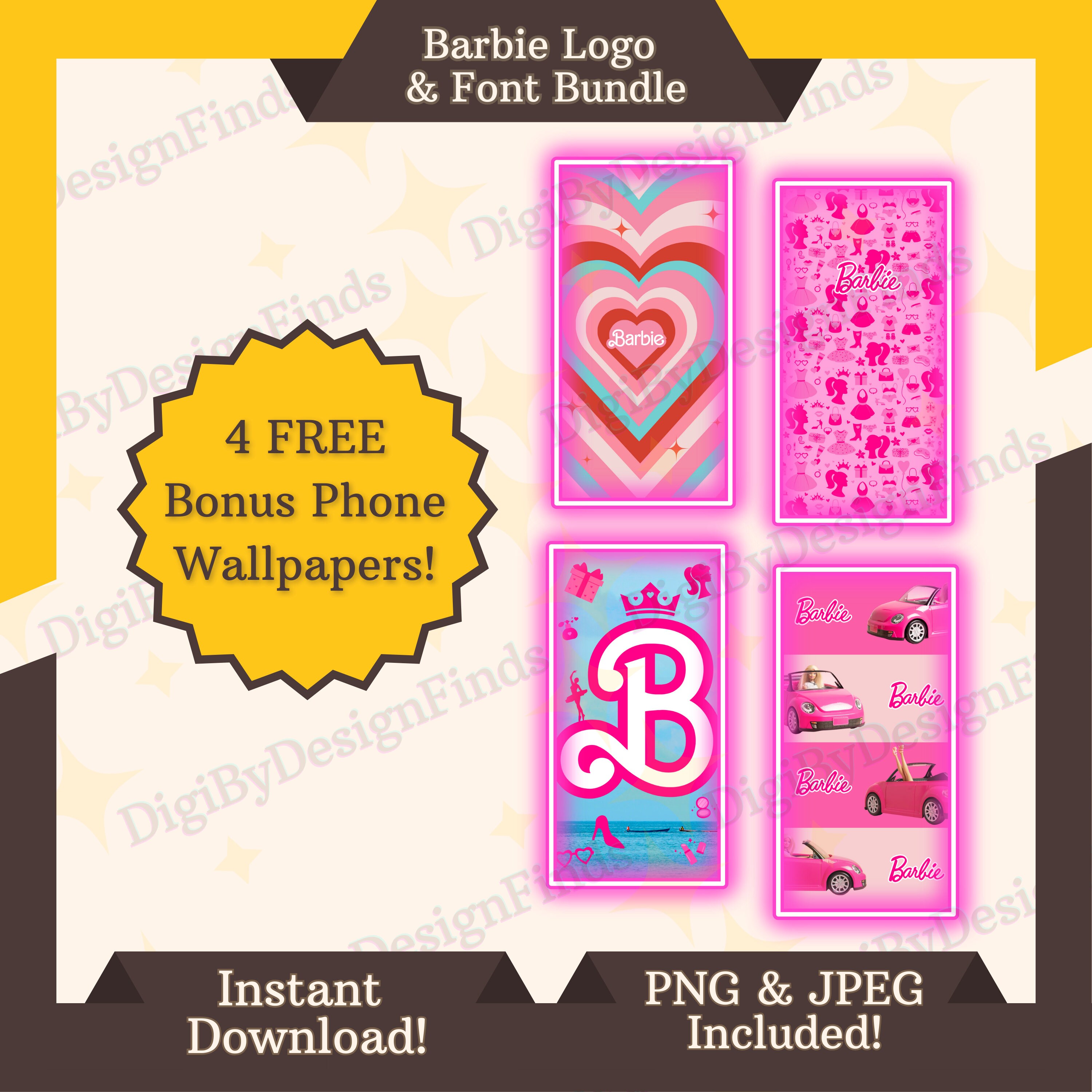 Barbie Doll Font and 30 Logo Bundle Plus Free Wallpaper Bonus Svg, Png ...