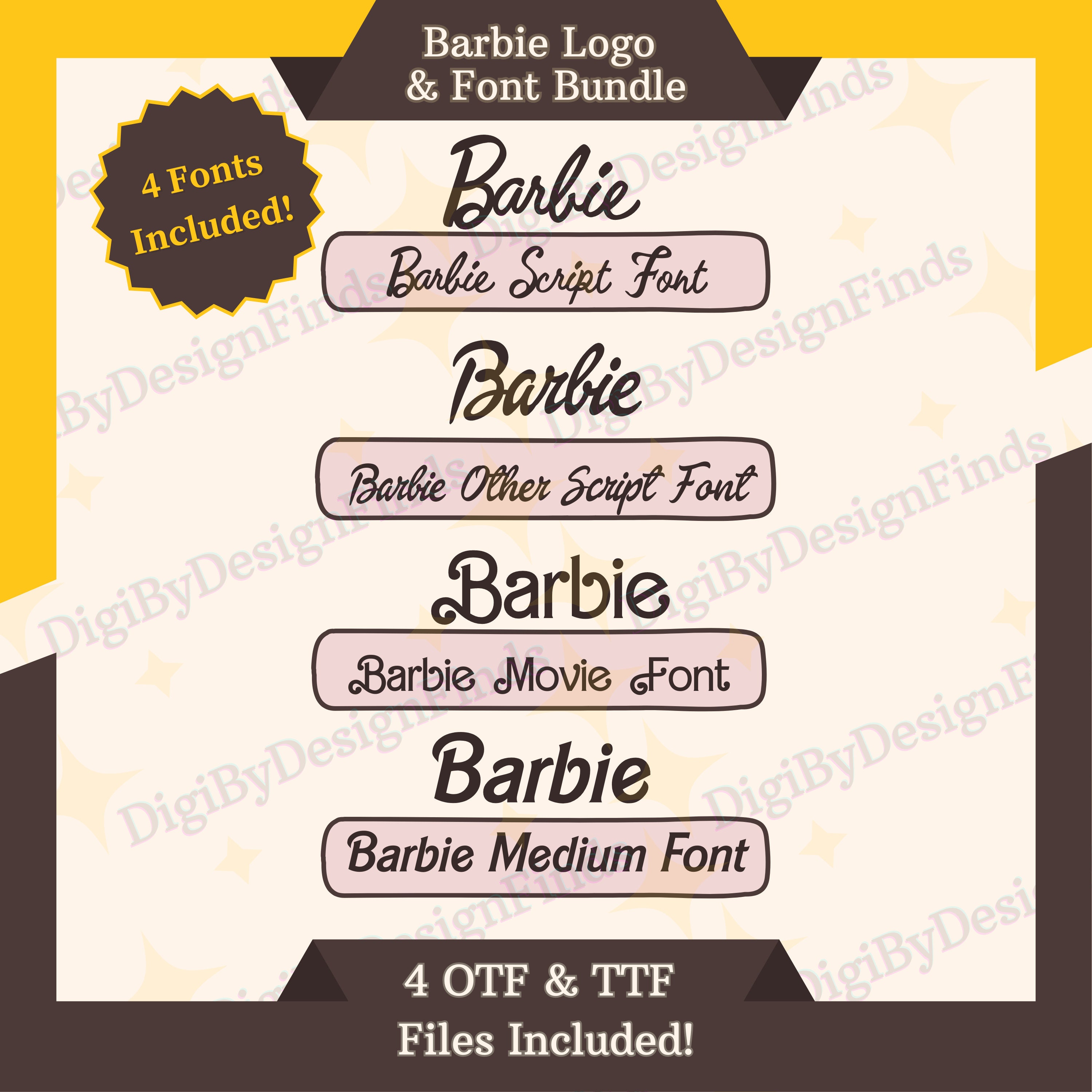 Barbie Doll Font and 30 Logo Bundle Plus Free Wallpaper Bonus Svg, Png ...