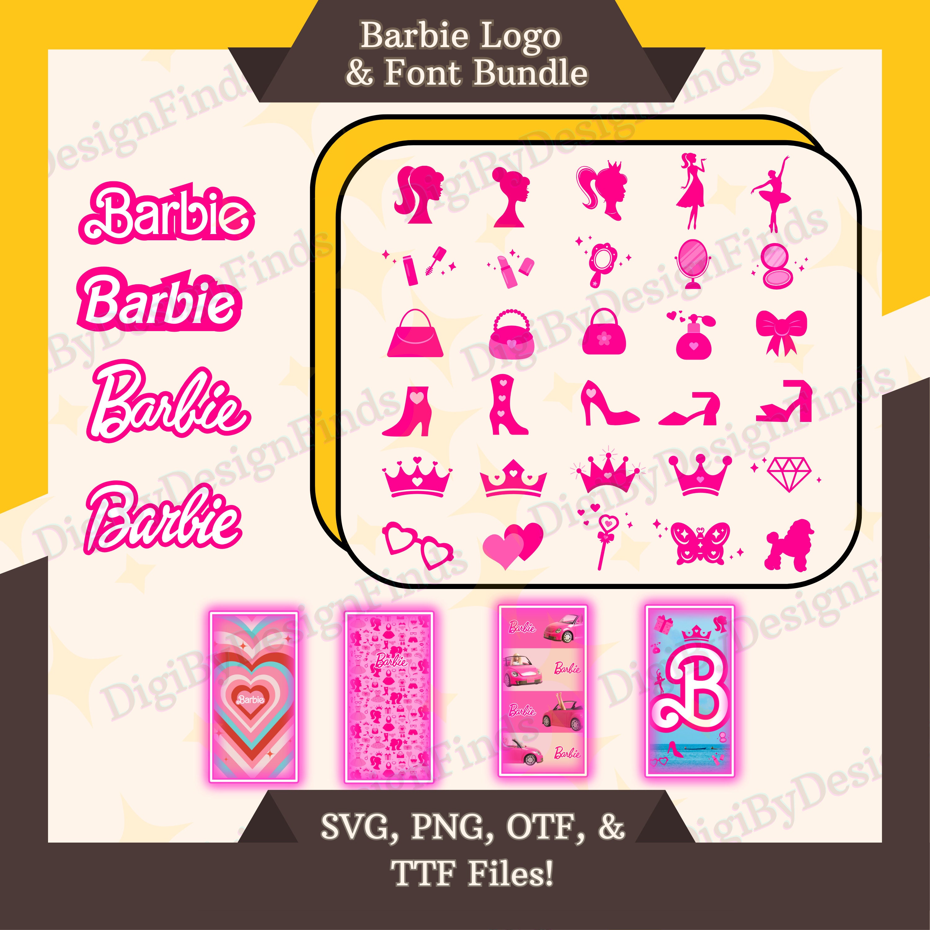 Barbie Doll Font and 30 Logo Bundle Plus Free Wallpaper Bonus Svg, Png ...
