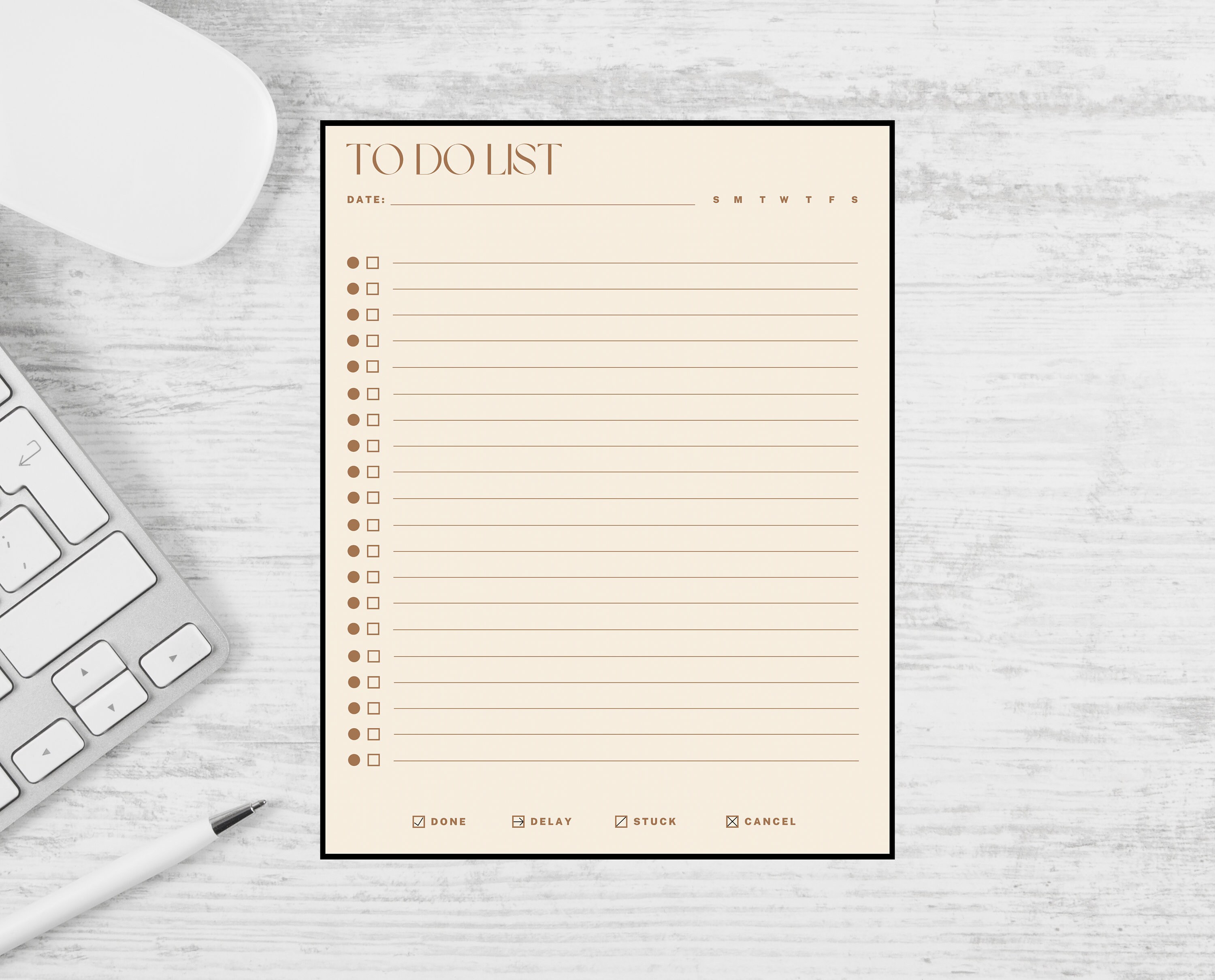 Simple to Do List Cream & Brown Template Printable PDF File - Etsy