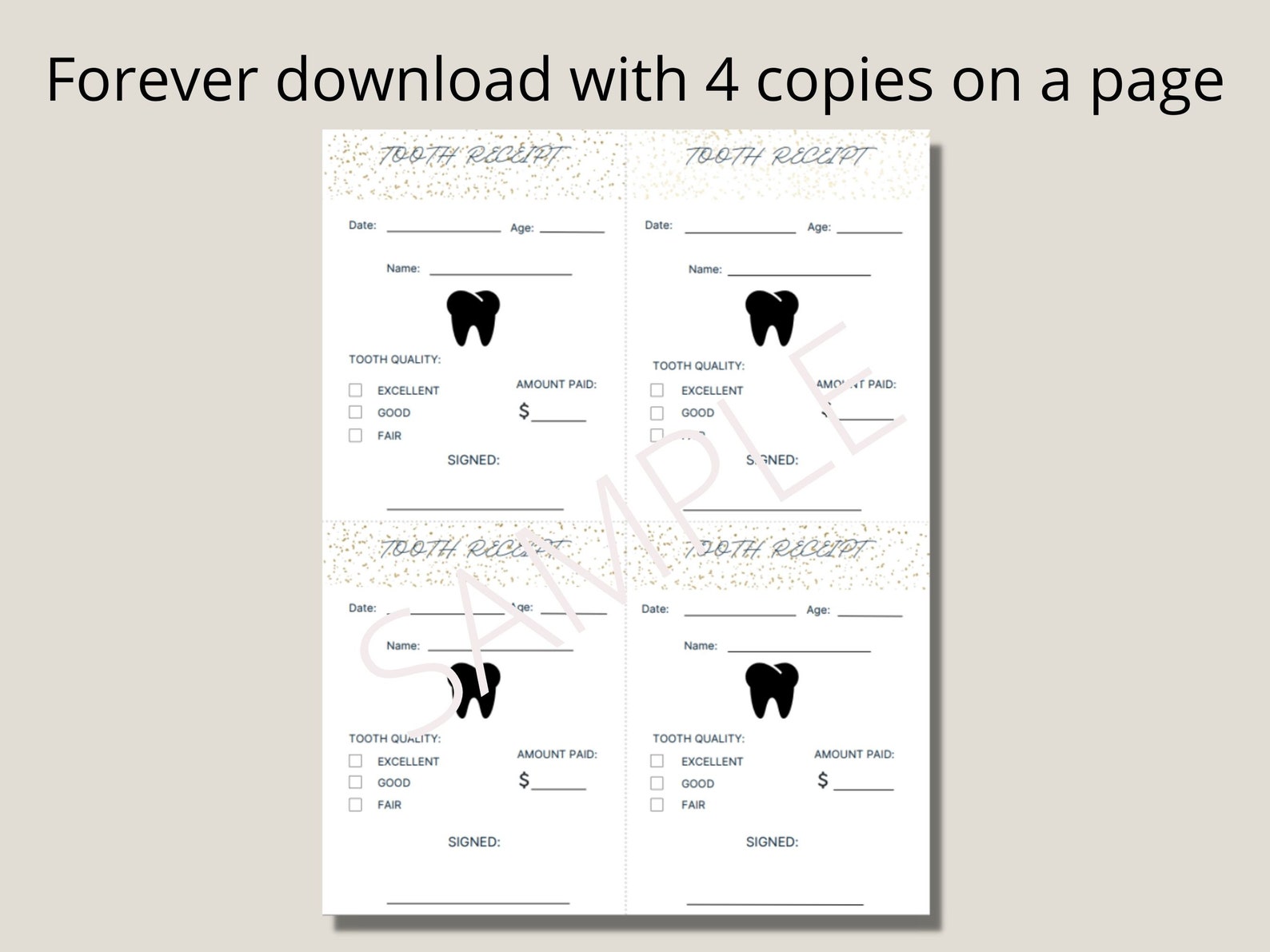 Tooth Receipt, Lost Tooth, Tooth Fairy Receipt, EDITABLE Tooth ...