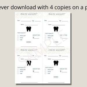 Tooth Receipt, Lost Tooth, Tooth Fairy Receipt, EDITABLE Tooth ...