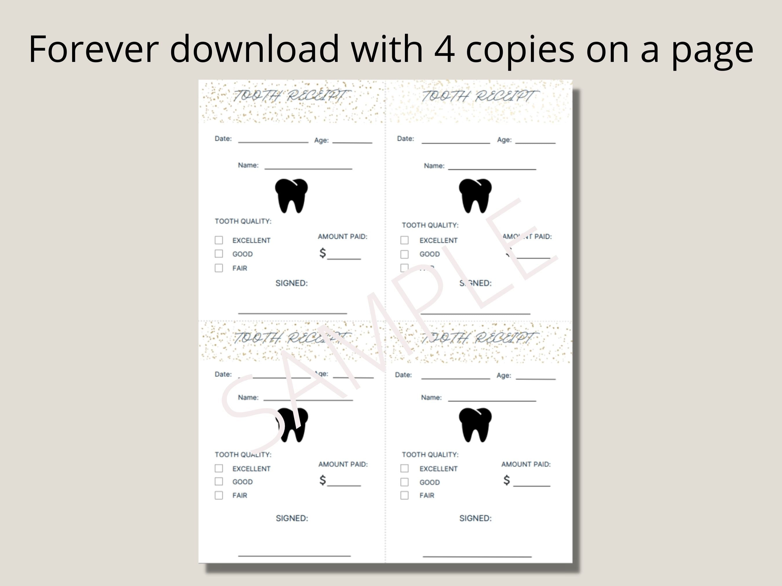 Tooth Receipt, Lost Tooth, Tooth Fairy Receipt, EDITABLE Tooth ...
