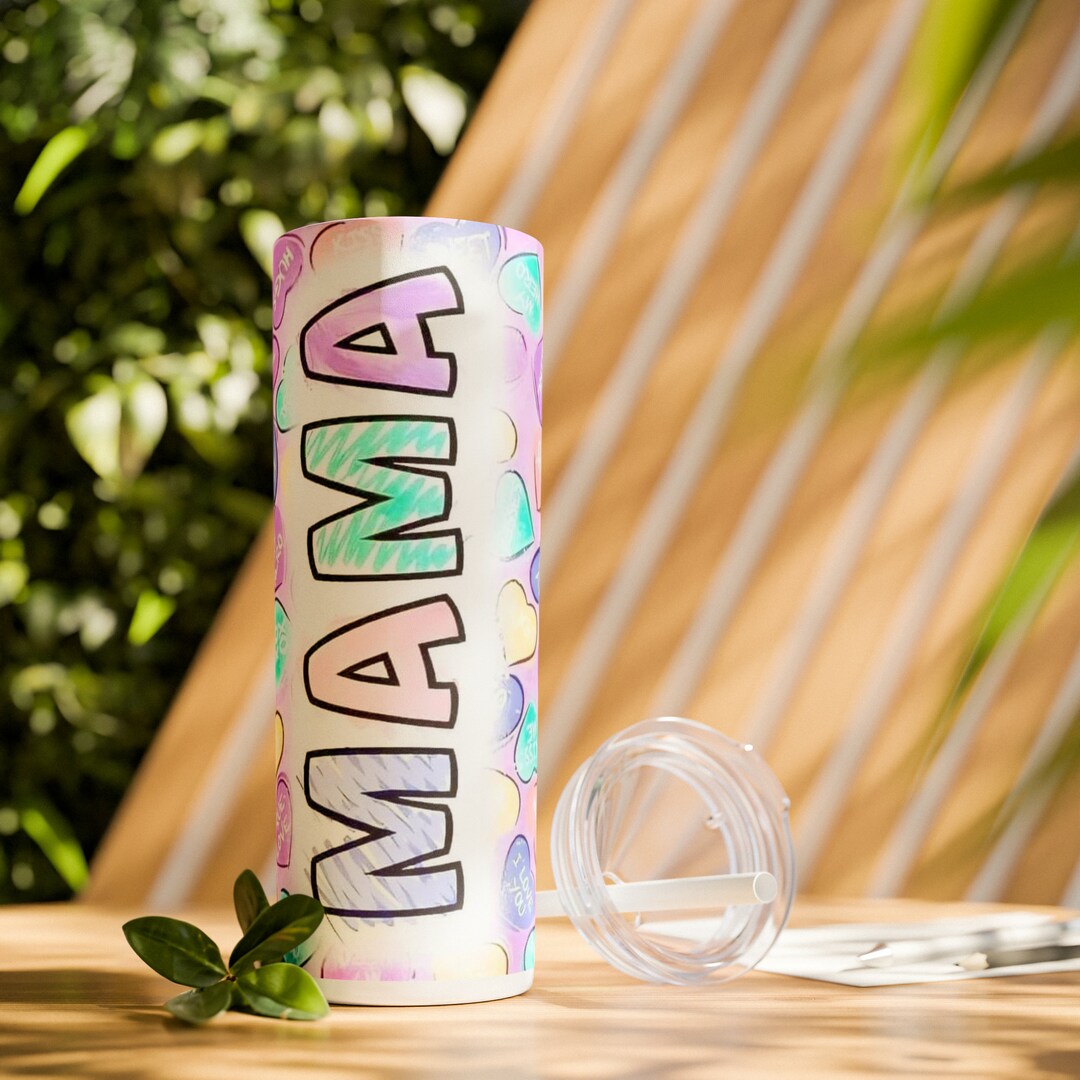 Mama Candy Hearts Skinny Tumbler With Straw, 20oz - Etsy