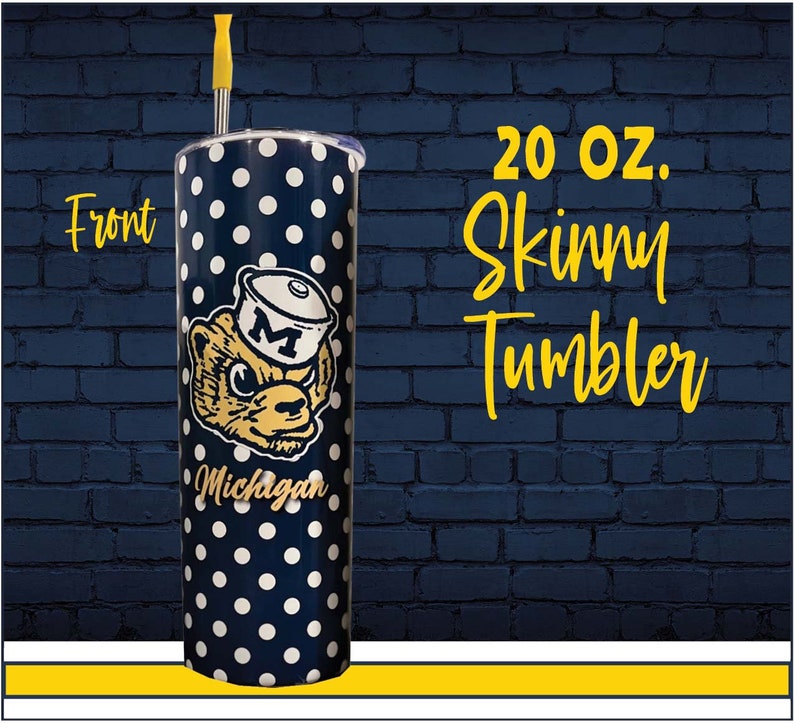 Michigan Wolverines 20 Oz. Sublimated Stainless Steel Skinny Tumbler - Etsy