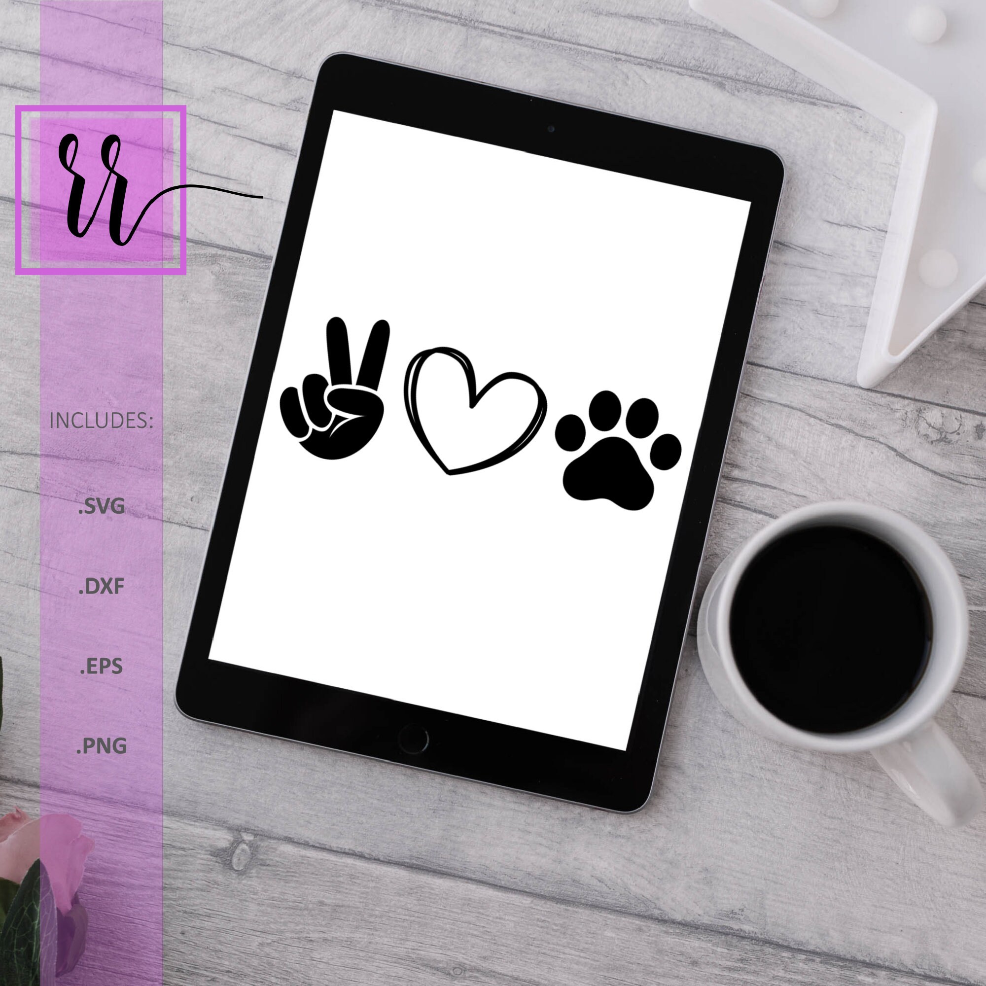 Peace Love Cats SVG Cat Paw SVG Cat SVG Animal Paw Paw Print Cat Paw ...