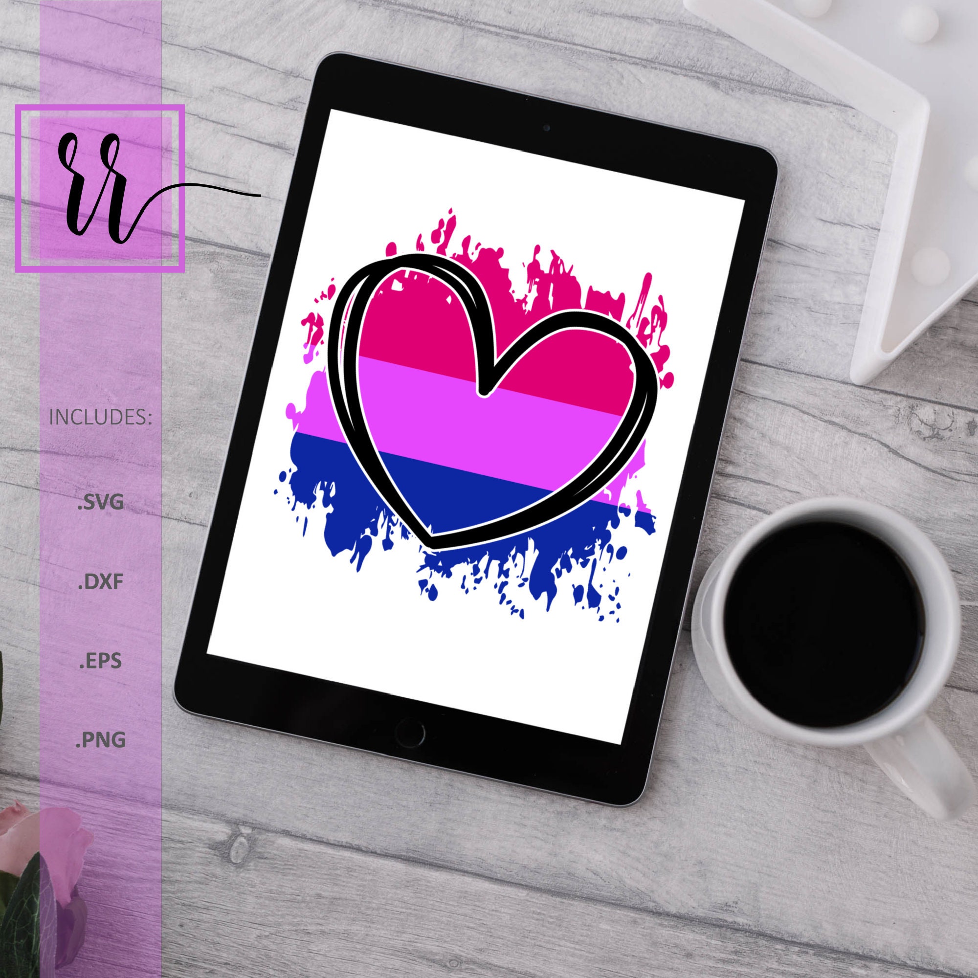 Bisexual Pride Heart SVG Pride SVG LGBT Cut File Rainbow Gay Pride ...