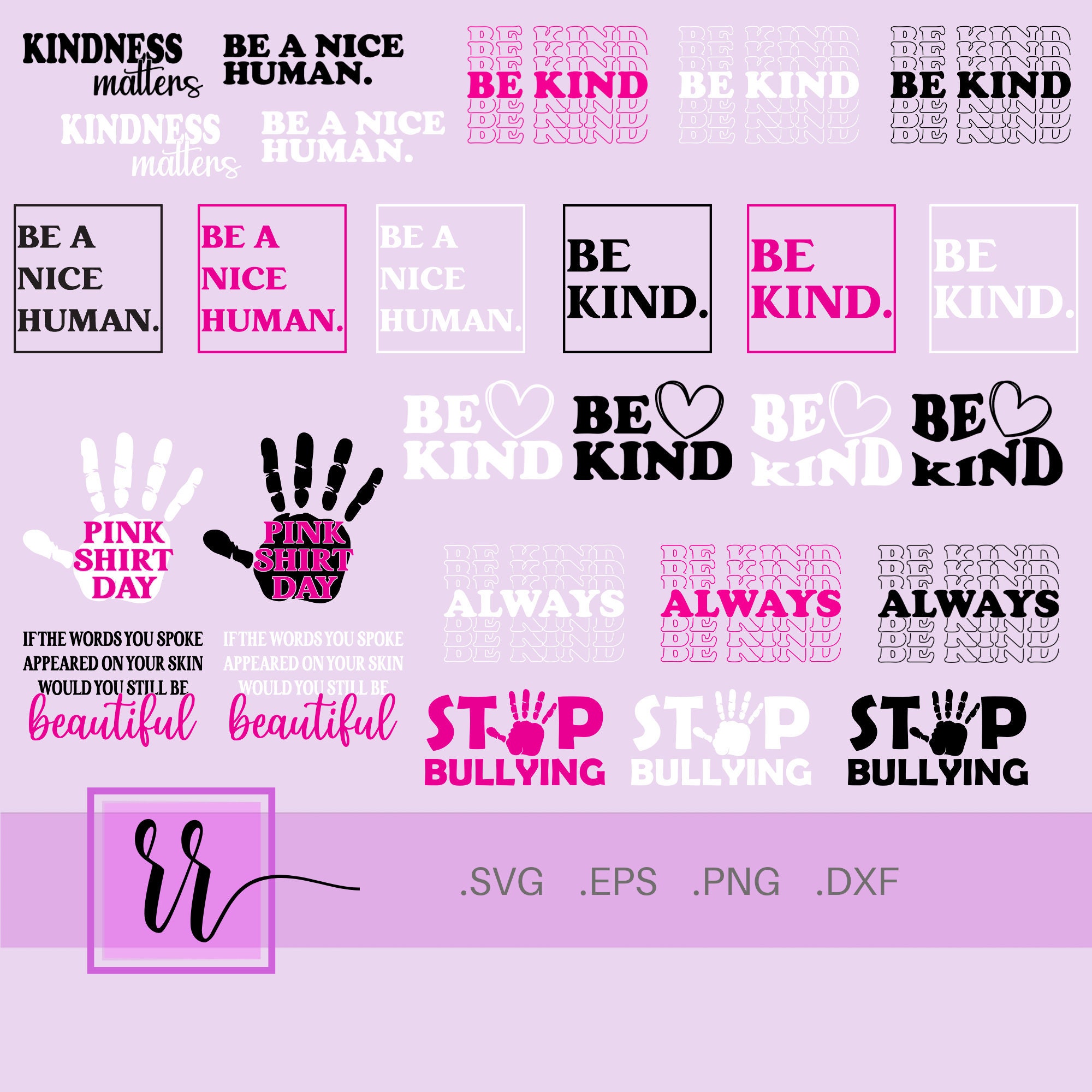Pink Shirt Day Bundle SVG | Retro Pink Shirt Day | Mental Health SVG ...