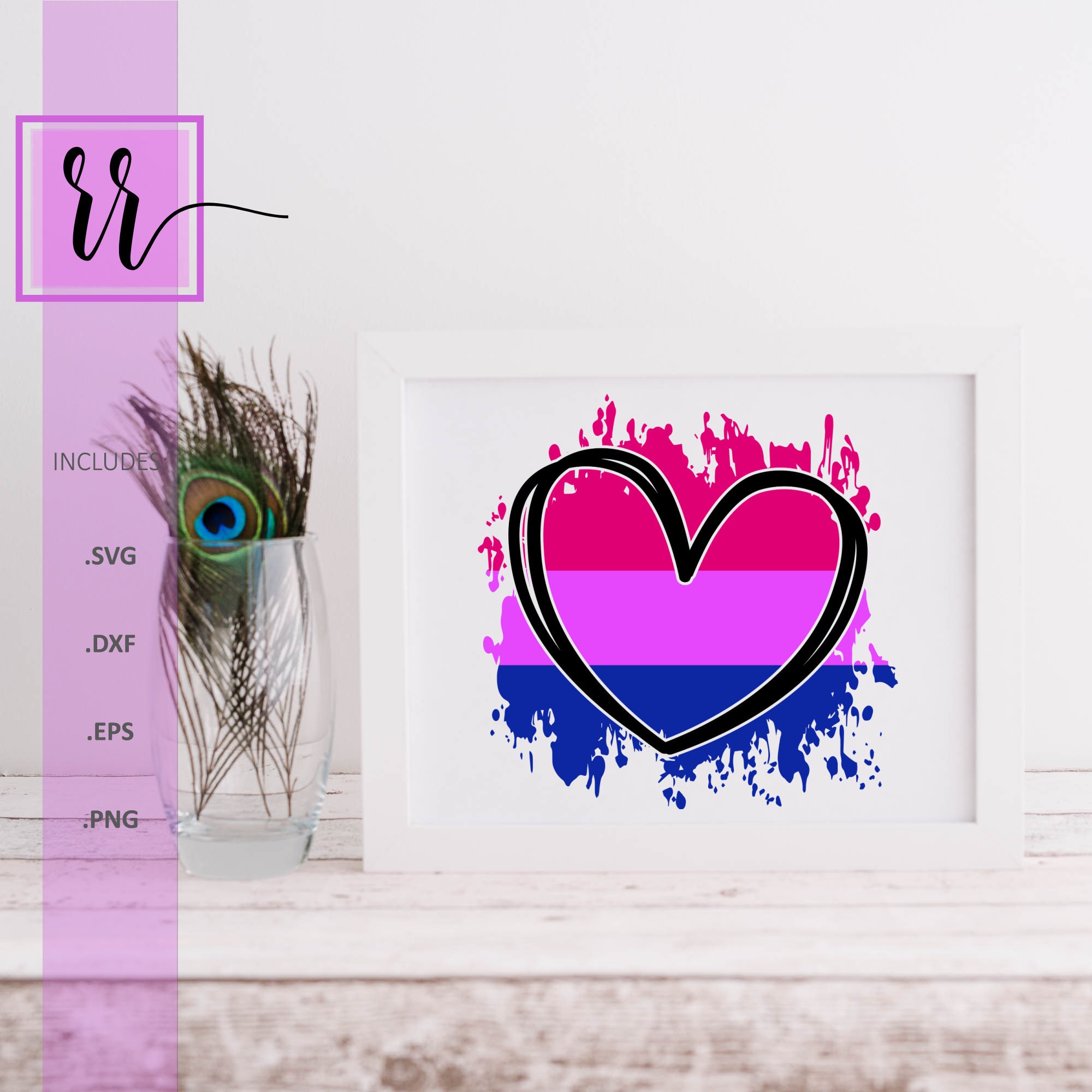 Bisexual Pride Heart SVG Pride SVG LGBT Cut File Rainbow Gay Pride ...