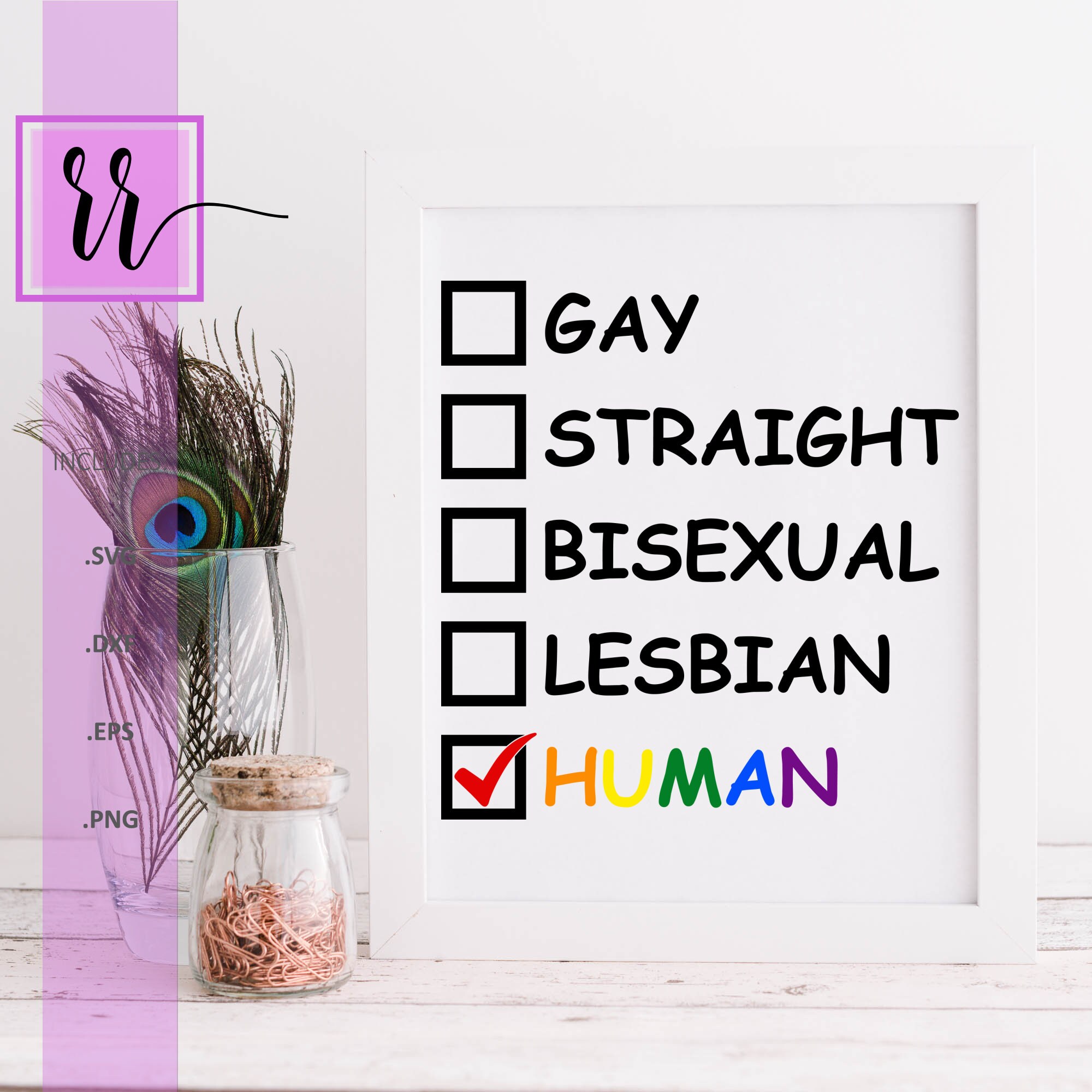 Gay Lesbian Bisexual Human SVG Pride SVG LGBT Cut File Rainbow Pride ...