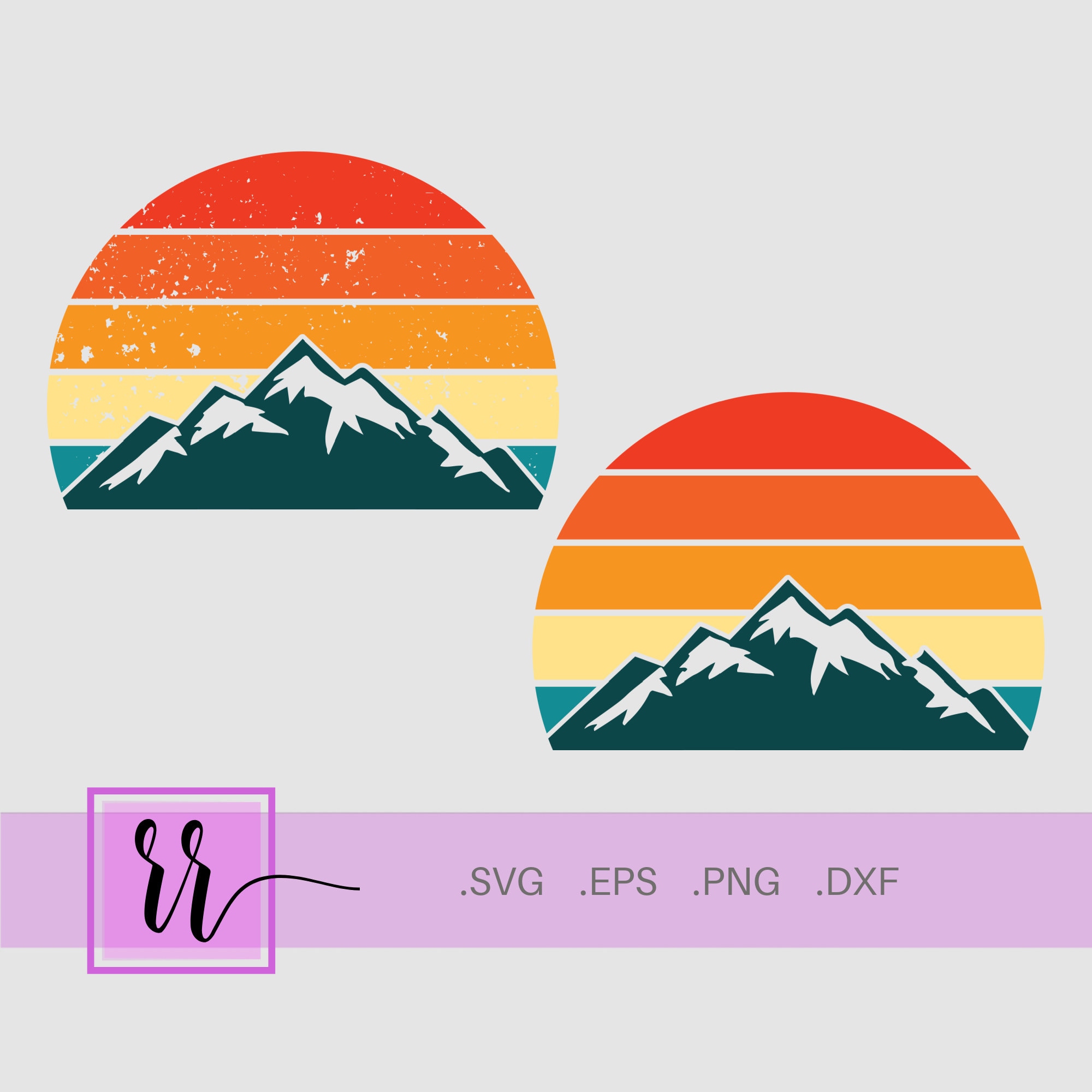 Vintage Mountain Sunset SVG | Retro Mountain Sunset SVG | Distressed ...