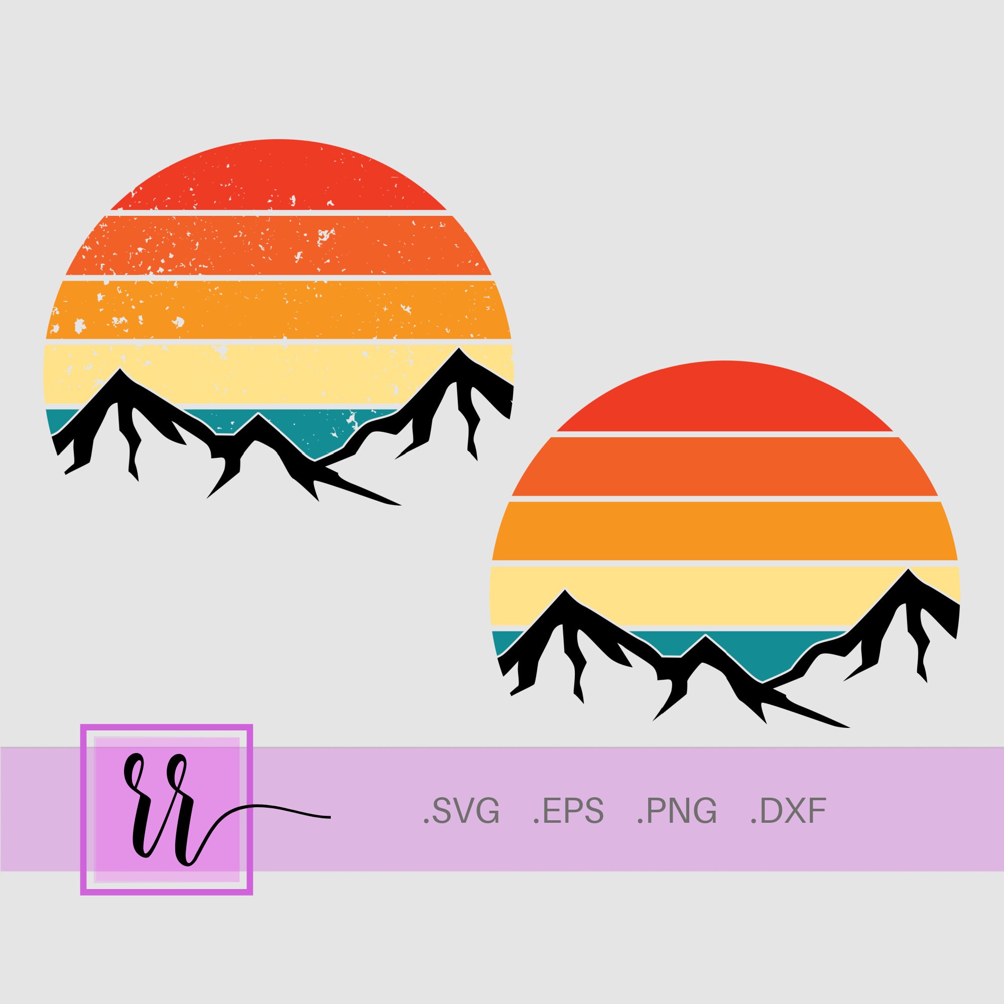 Vintage Mountain Sunset SVG Retro Mountain Sunset SVG Distressed ...