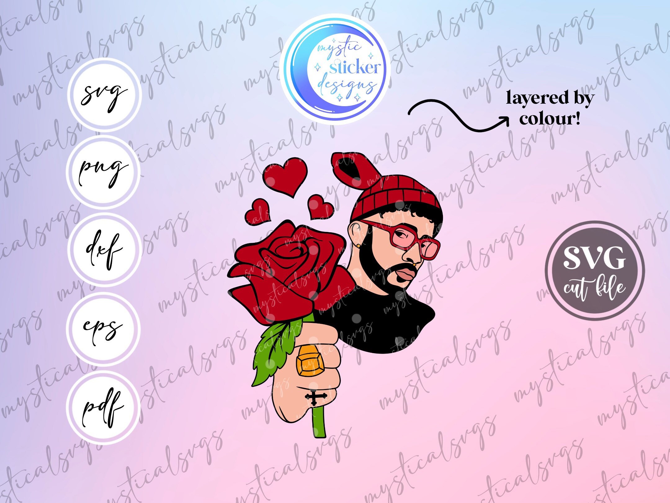 Valentine's Day Bad Bunny Svg Png Bad Bunny Benito El - Etsy
