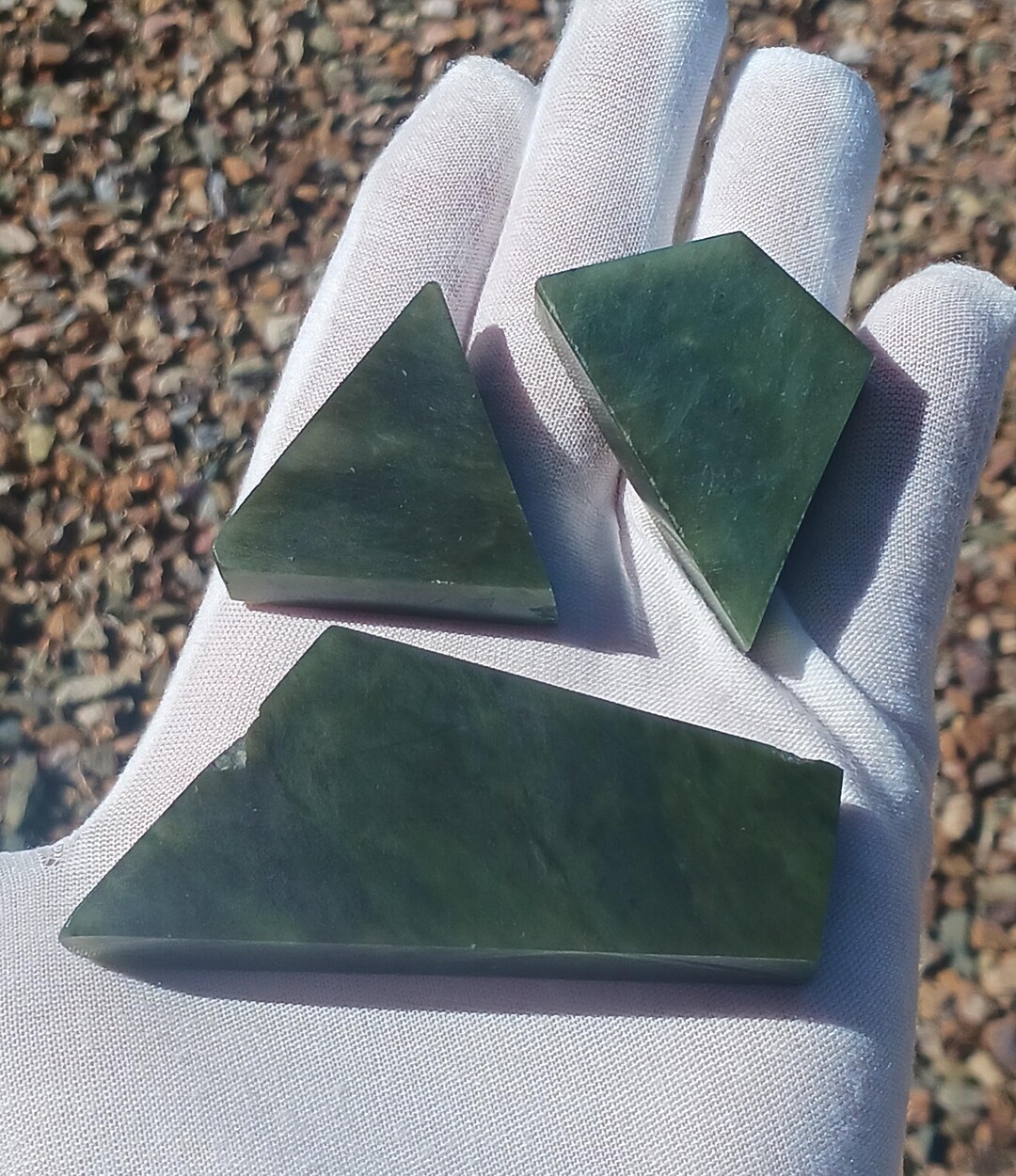 AAA+ Nephrite Jade Slab and 2 Jewelry Blanks, 160g. Highly Translucent ...