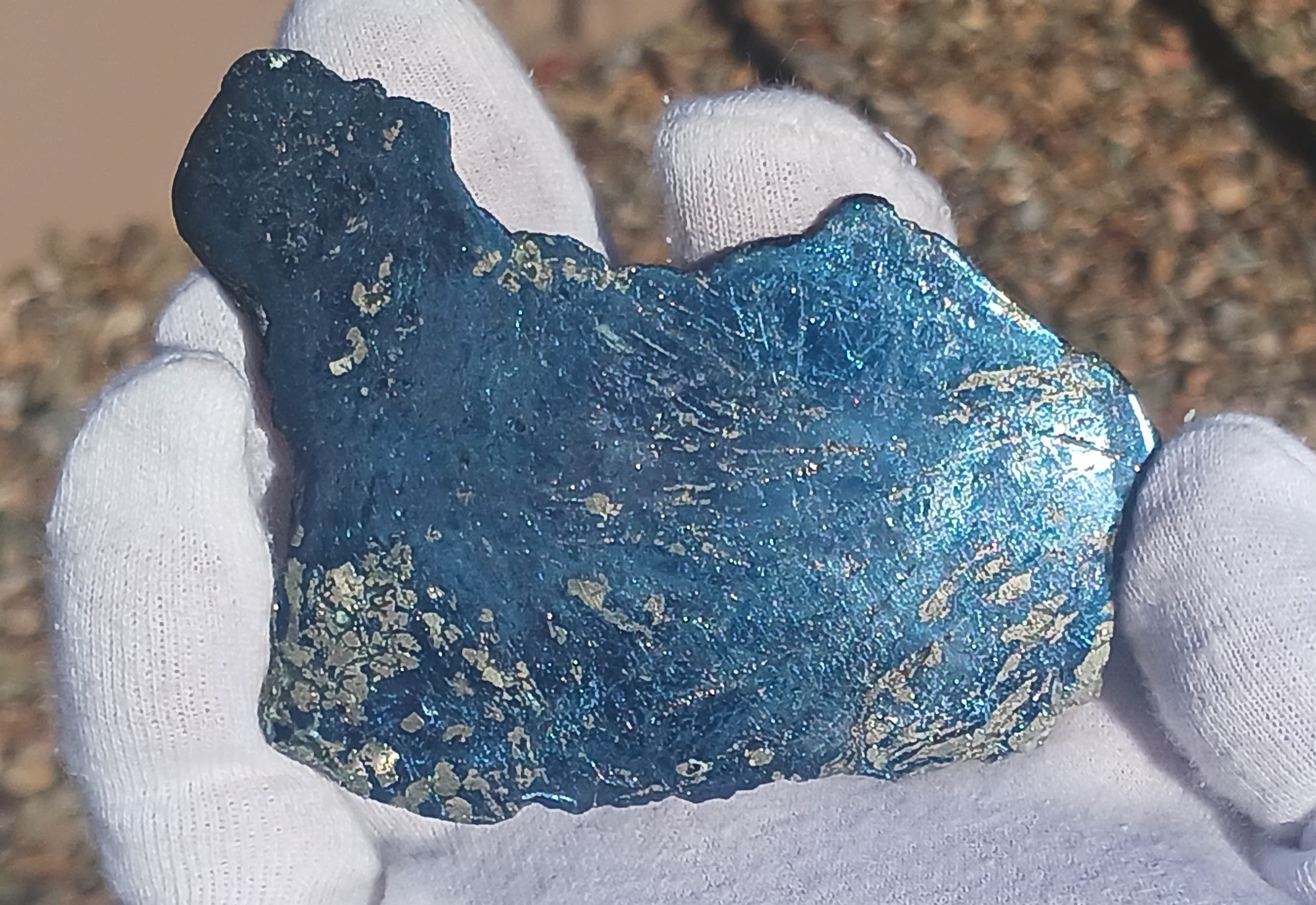 BEST EVER Covellite Slab Aaa+! Iridescent Blue & Gold Pyrite, 152g. 3/8 ...