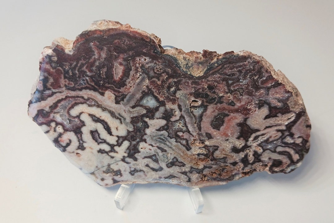 Nice Tube Agate Display Specimen, 106g. This Piece Has an Unusual Red ...
