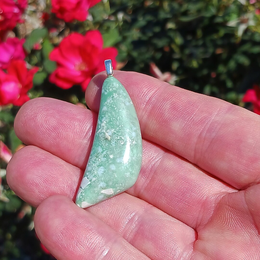 Free Form Pendant Made From Rare Gem Grade Variscite With Pure White ...