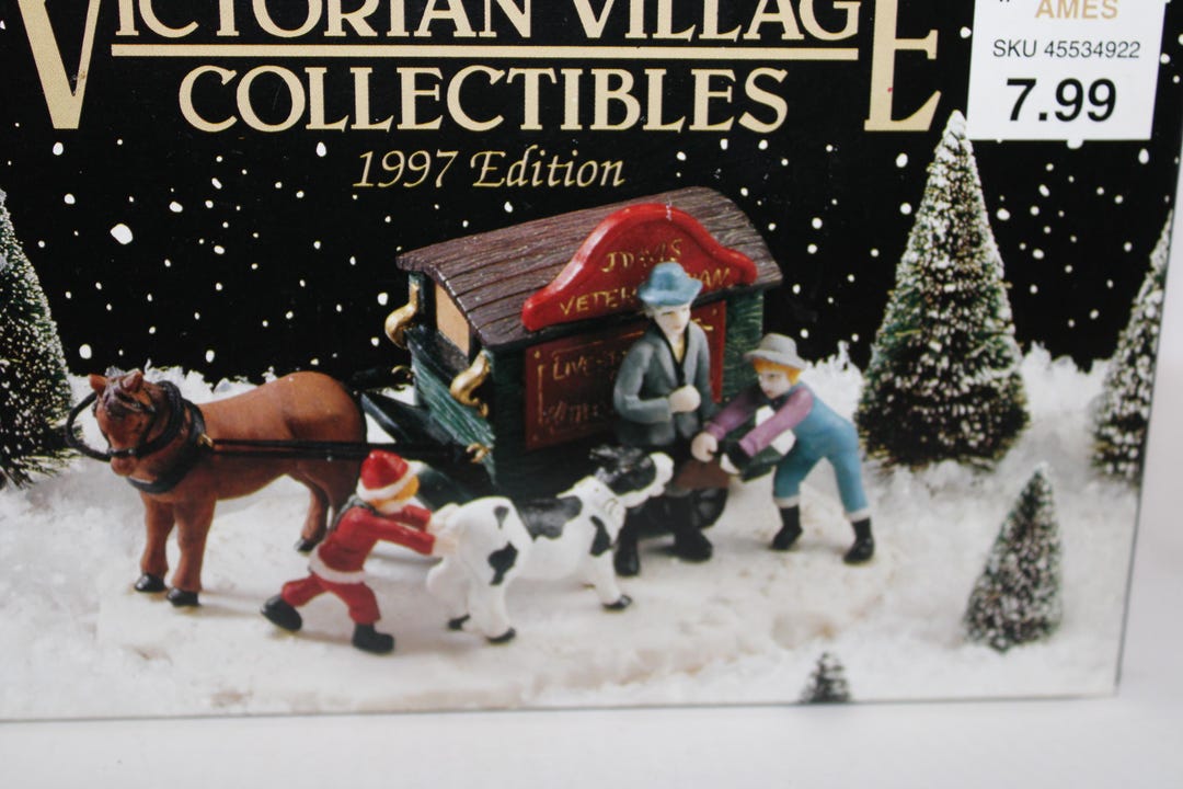 RARE Victorian Village 1997 “santa With Children & Sleigh” – Hand ...