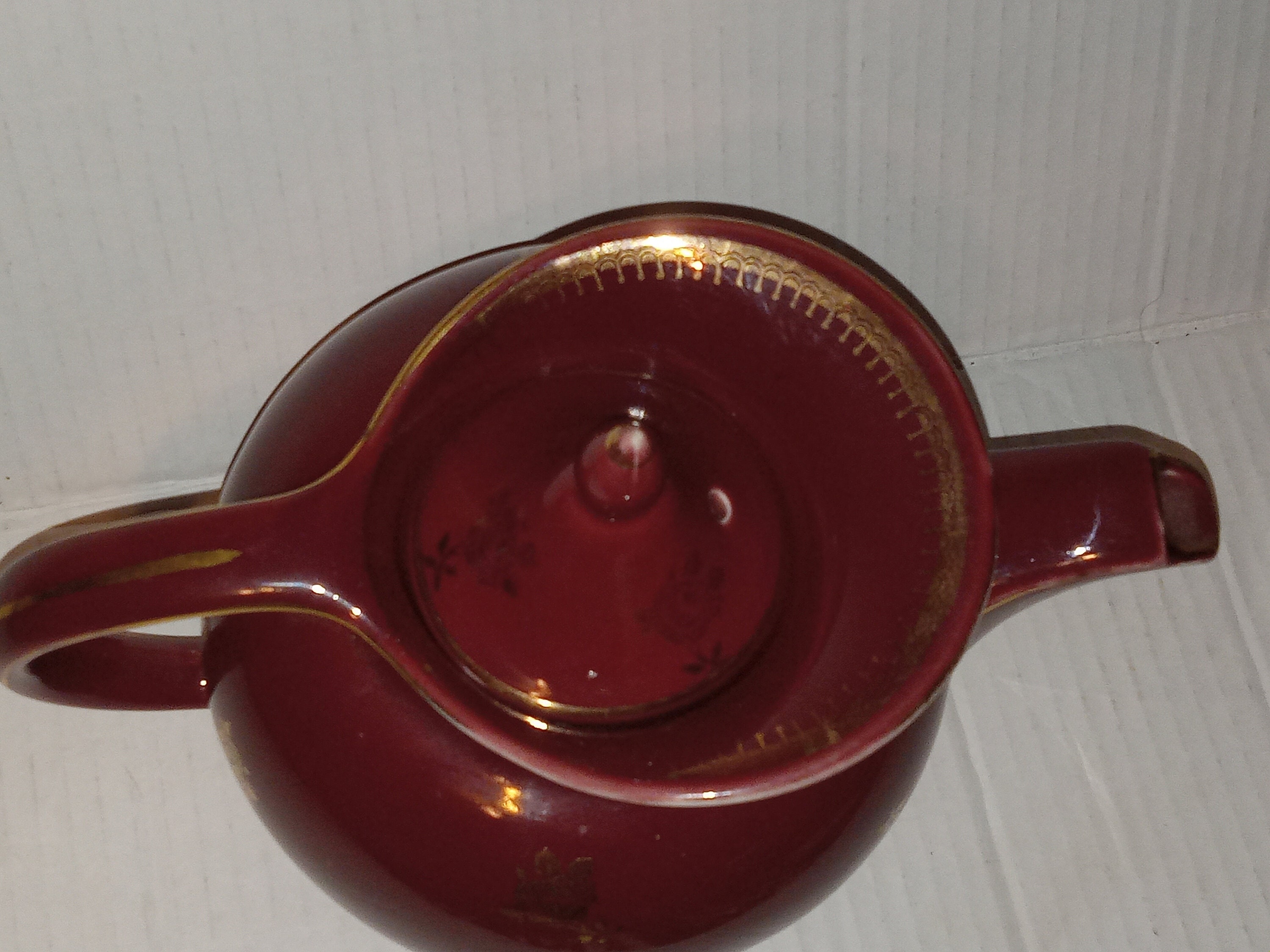 Vintage HALL TEAPOT 6-cup Made in USA - Maroon Dark Mauve - Mid Century ...