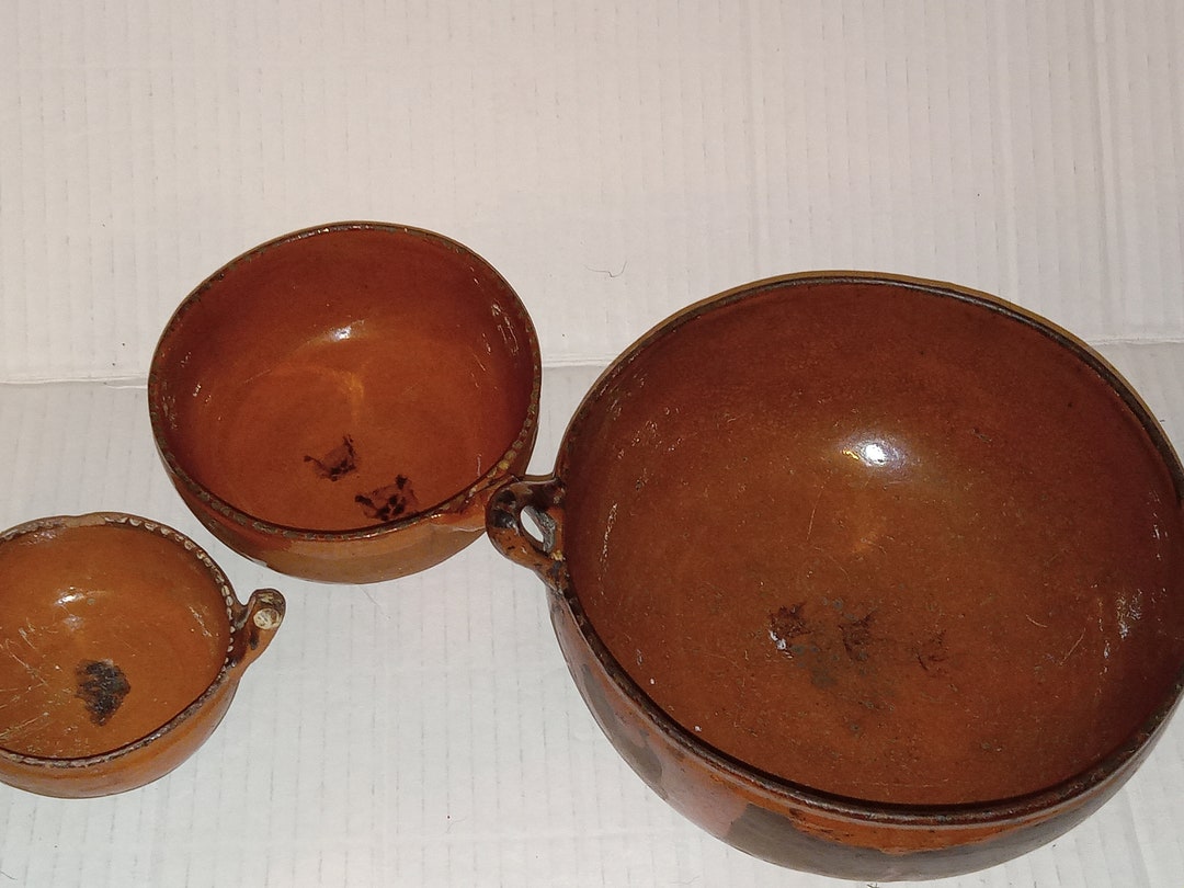 Antique? Red Clay Handmade Pot and Bowls - Etsy